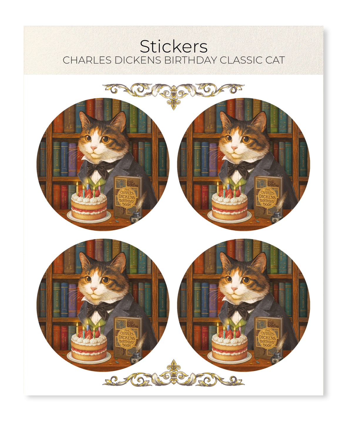 CHARLES DICKENS BIRTHDAY CLASSIC CAT: Painting Sticker Set - Ezen Trade
